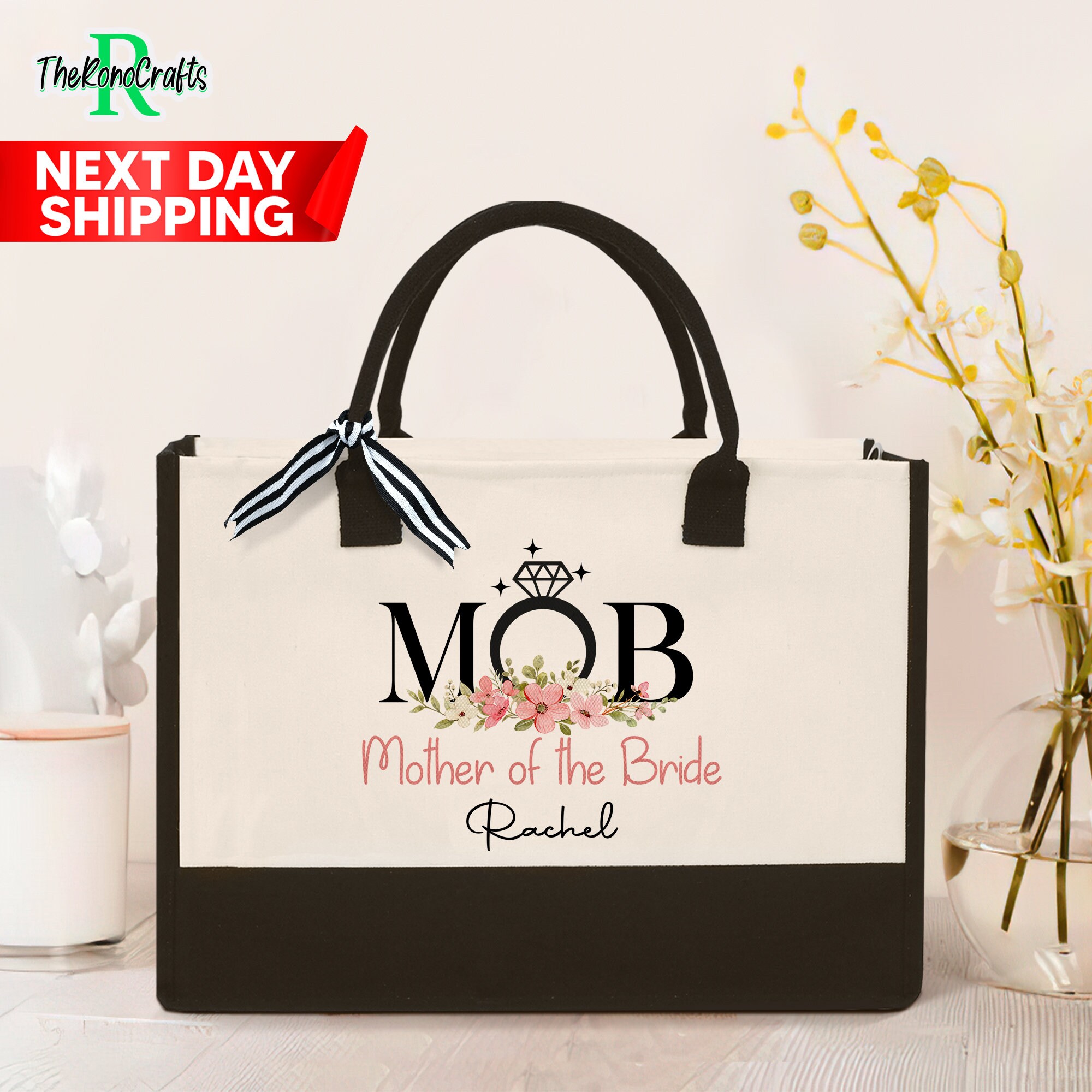 Custom Mother of the Bride Tote Bag, Mother of the Groom Bag, Matching ...