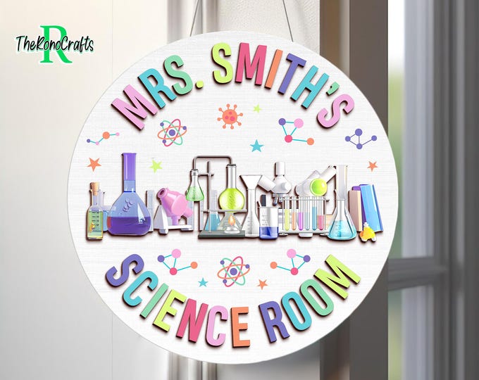 Custom 3D Science Teacher Name Sign, Personalized Science Classroom ...