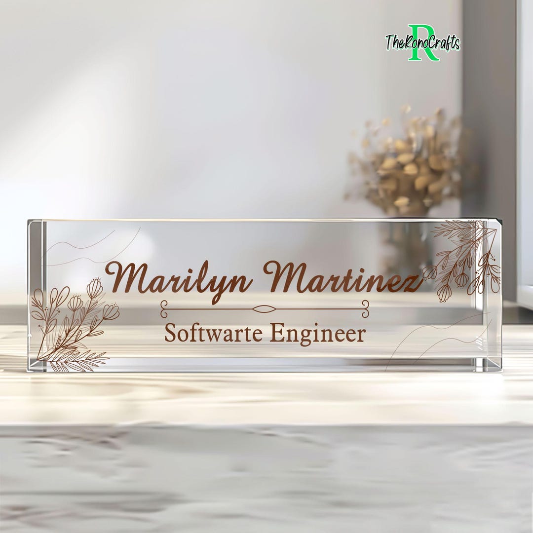 Desk Plaque, Custom Name Desk Acrylic Plate, Personalised Name Sign ...