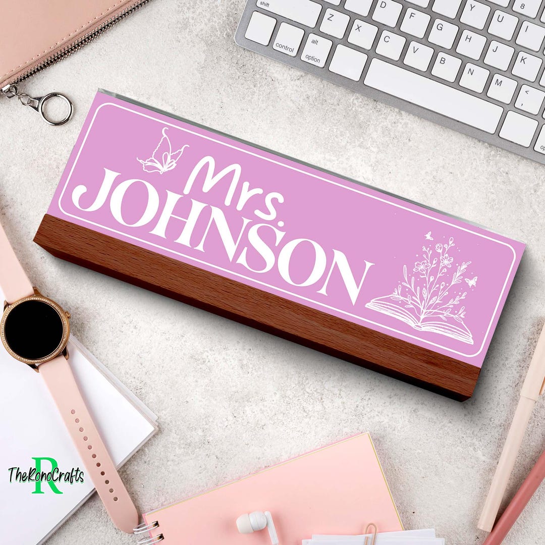 Custom Teacher Desk Sign, Teacher Desk Name Plate, Acrylic Block, Desk ...