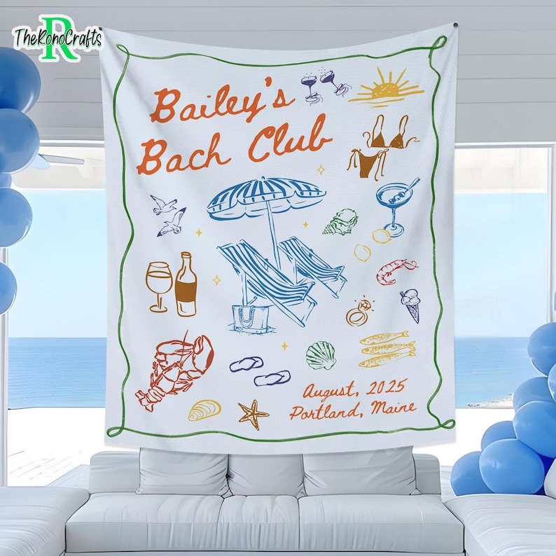 Custom Beach Club Bachelorette Tapestry, Coastal Themed Bachelorette ...
