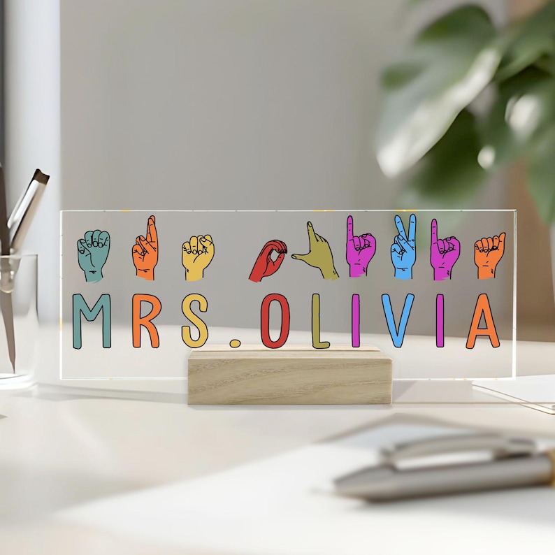 Personalized Sign Language Desk Nameplate, Sign Language Gift, ASL Gift ...