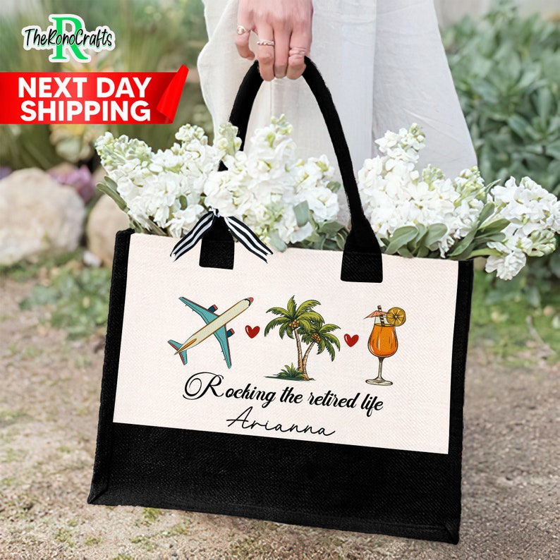 Custom Retirement Tote Bag, Rocking the Retired Life Bag, Retirement ...