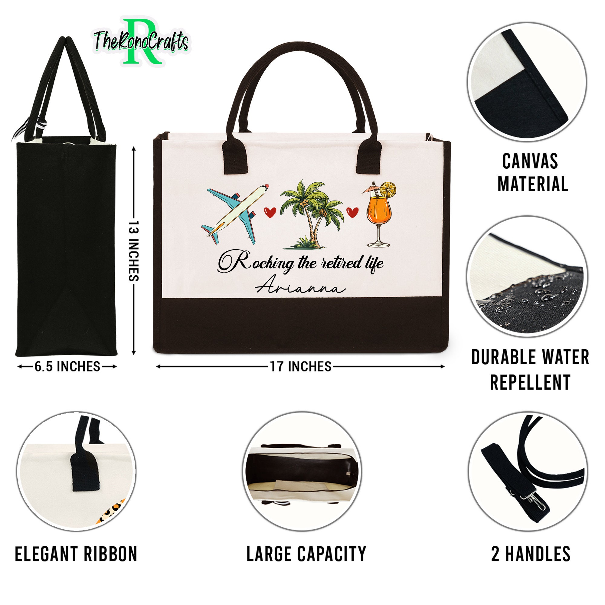 Custom Retirement Tote Bag, Rocking the Retired Life Bag, Retirement ...