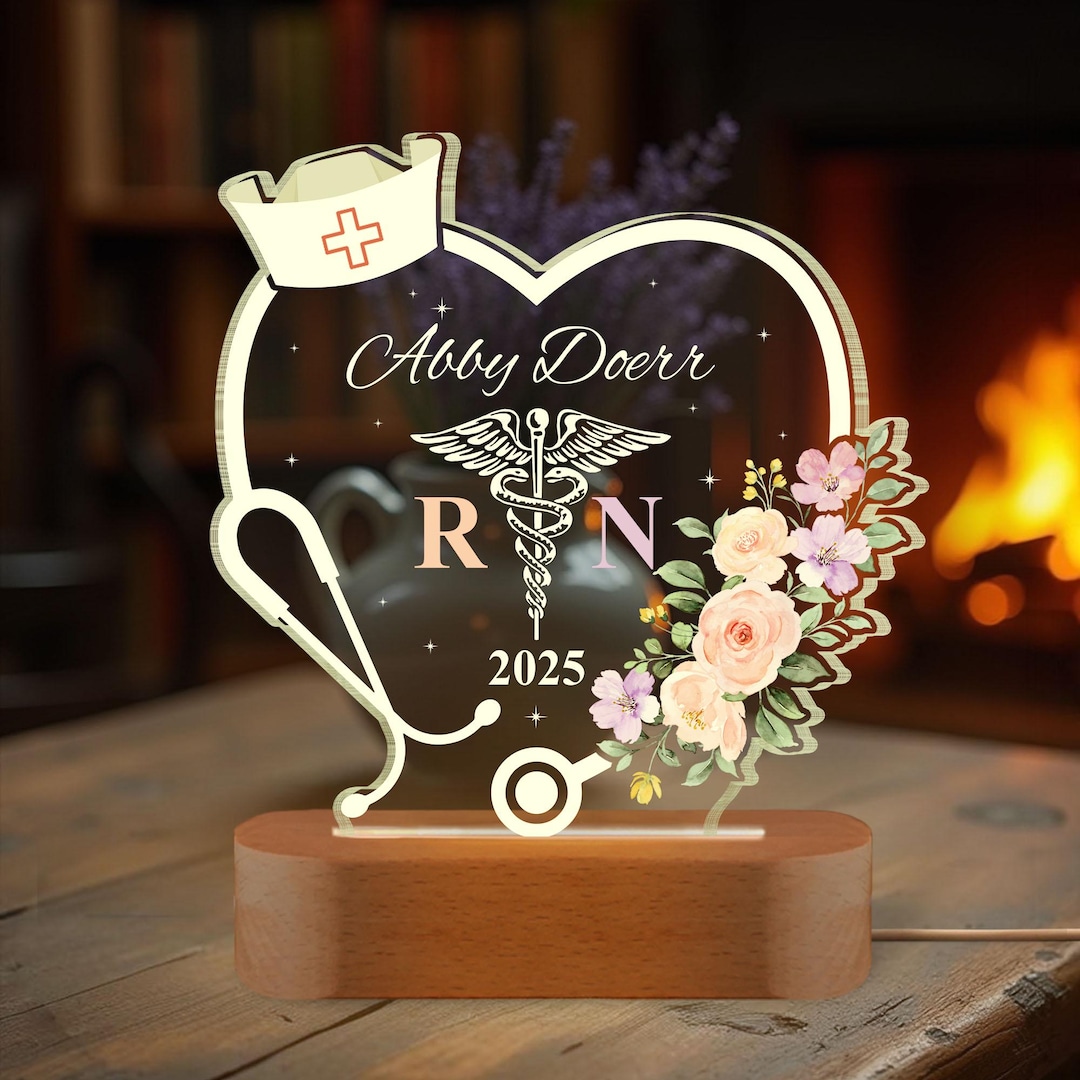 Registered Nurse LED Night Light, Custom RN Light Plaque, Nurse ...