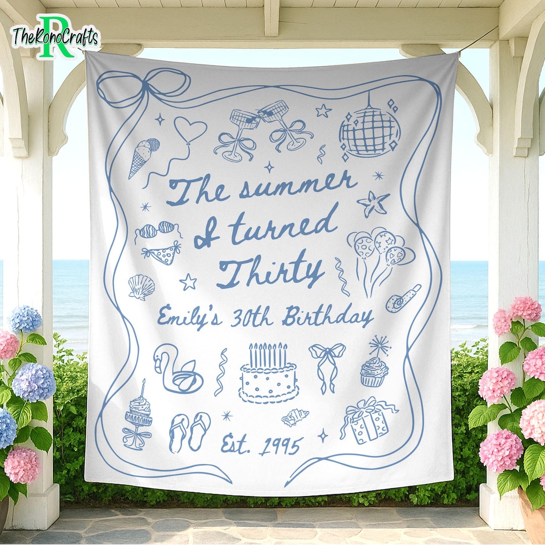 The Summer I Turned Birthday Banner Decor, Any Age Custom Birthday ...