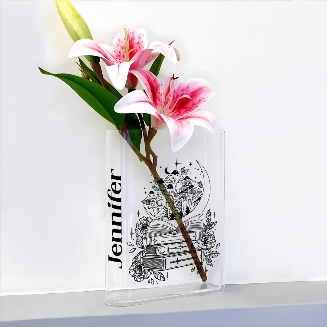 Custom Readers Book Vase, Book Shaped Flower Vase,library Book Acrylic ...