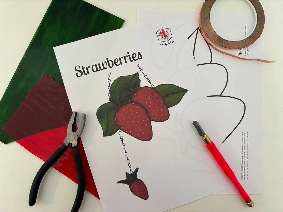Strawberries Stained Glass Suncatcher Pattern • Digital Download - Etsy