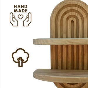 Fluted Arch Natural Floating Shelf Midcentury Modern Floating Shelf ...