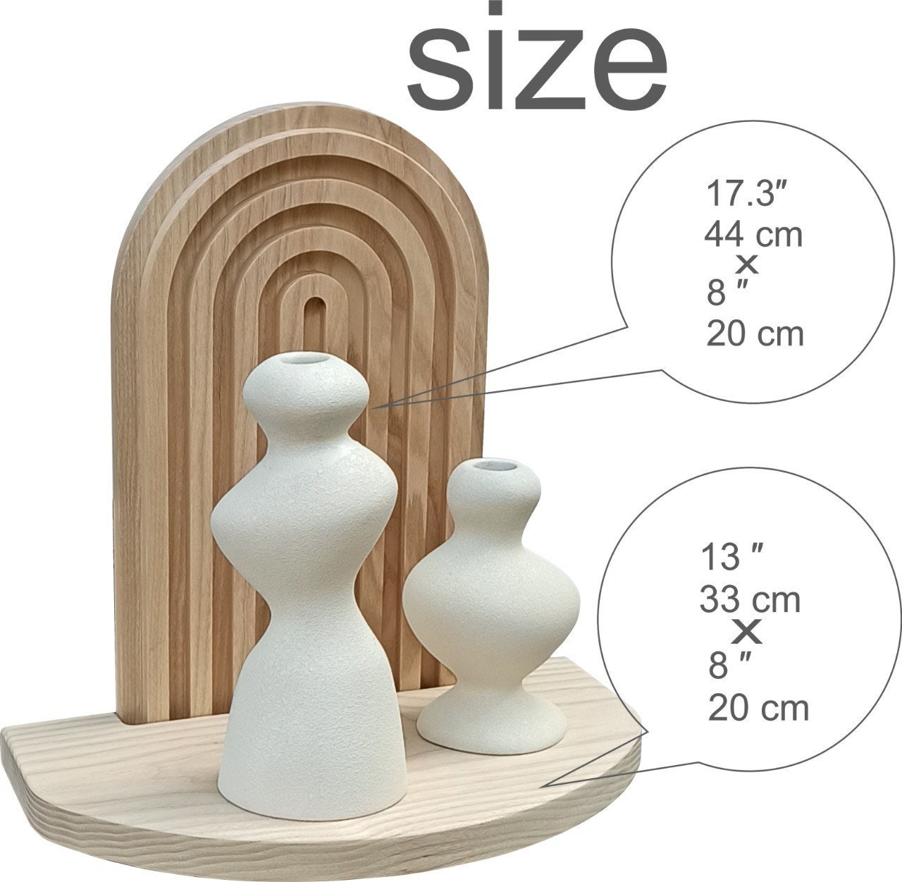 Fluted Arch Natural Floating Shelf Midcentury Modern Floating Shelf ...