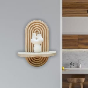 Mid-century Modern Floating Shelf, Arched Wall Wood Shelf in Mid ...