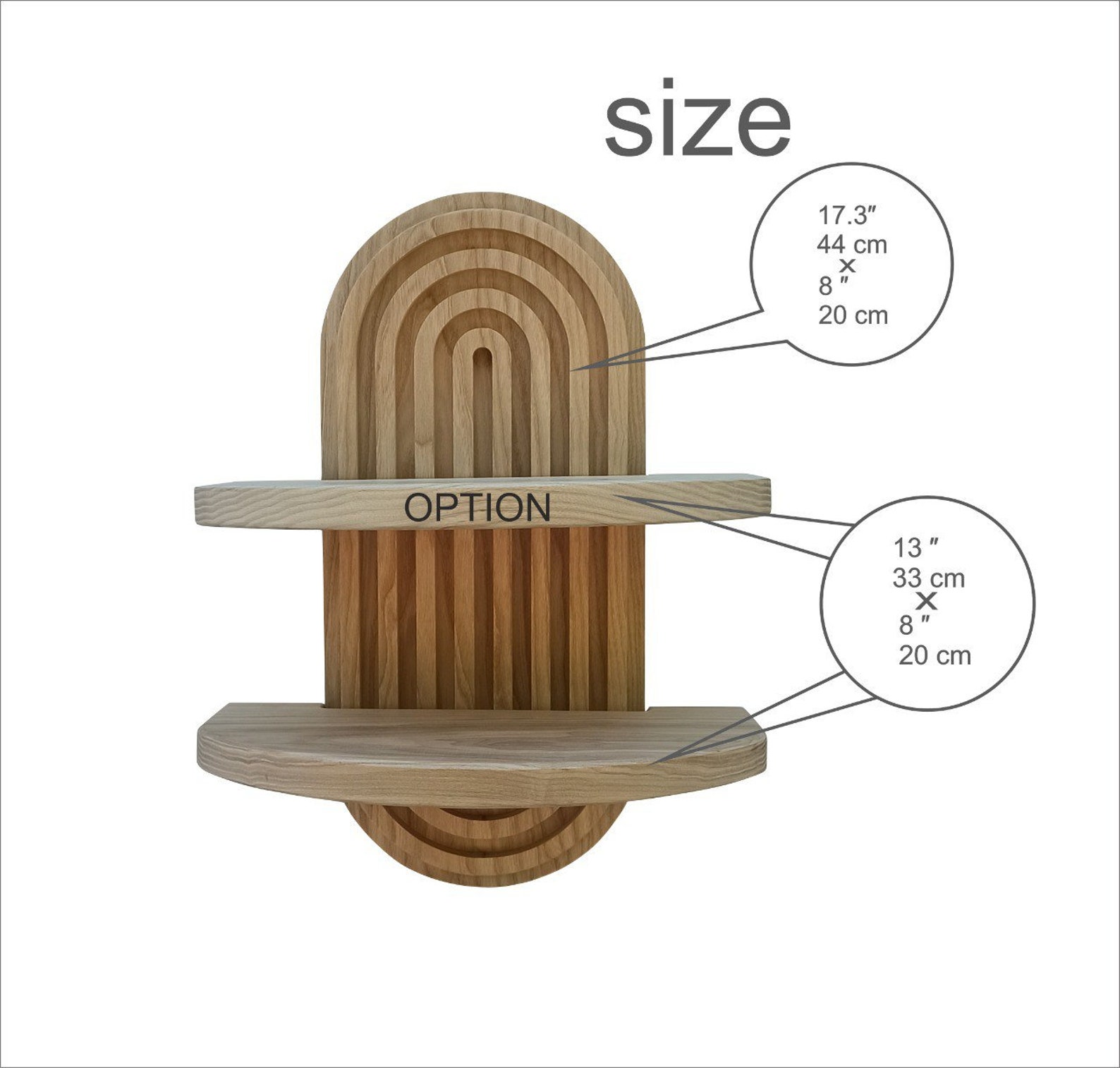 Mid-century Modern Floating Shelf, Arched Wall Wood Shelf in Mid ...