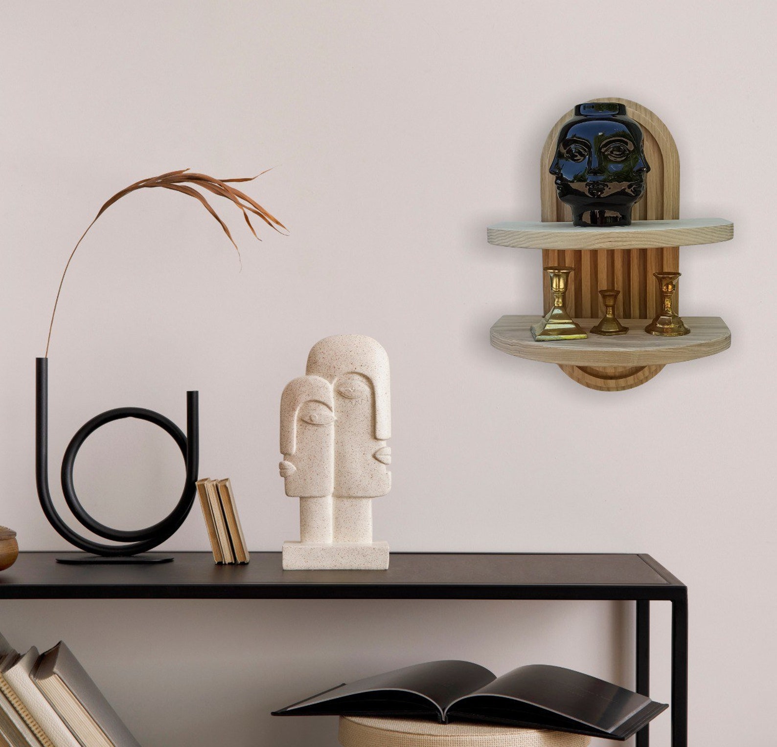 Decor Display, Handmade Wood Shelf, Mid-century Modern Boho Floating ...