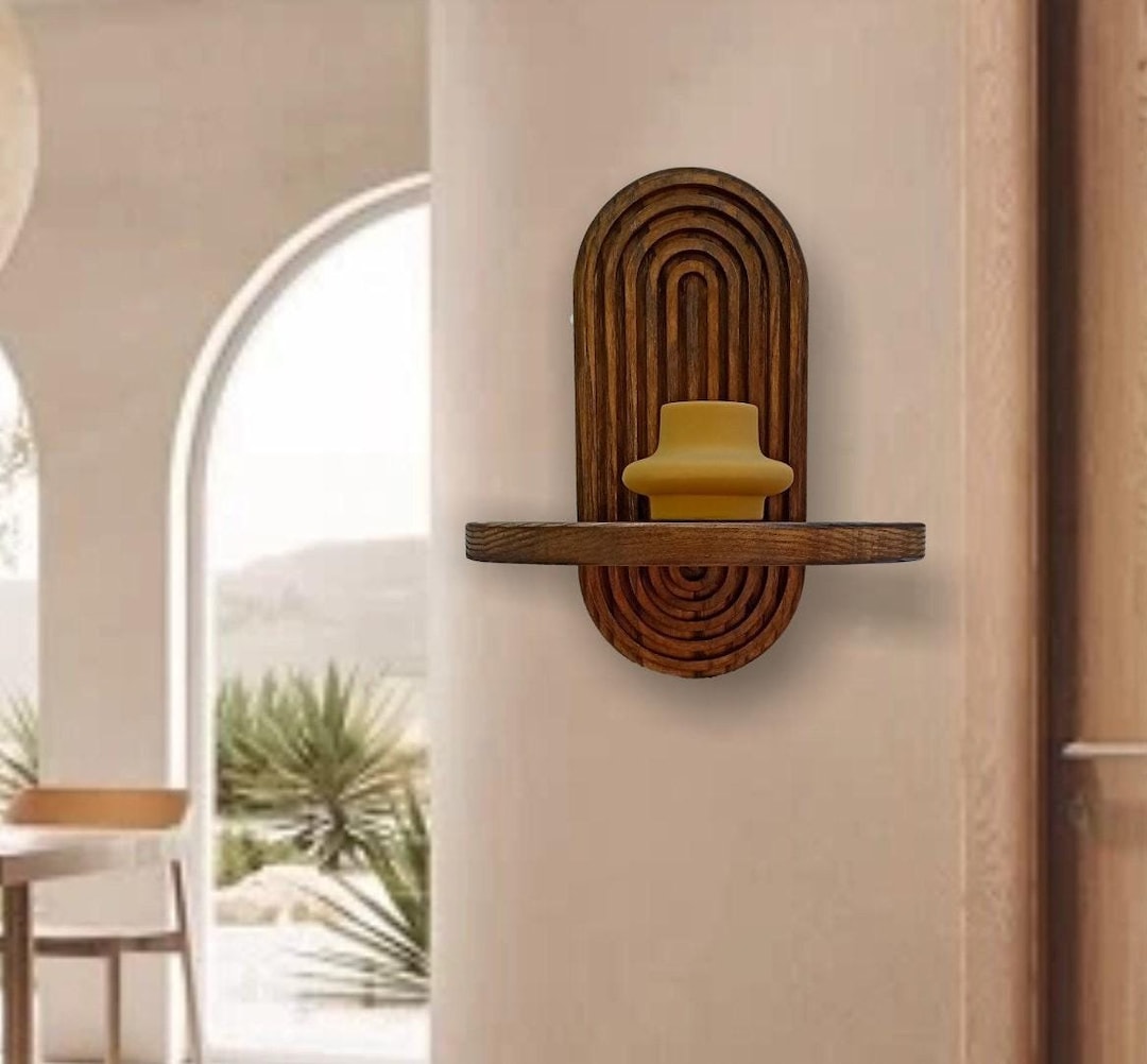 Natural Floating Shelf Midcentury Modern Floating Shelf Arched Wall ...