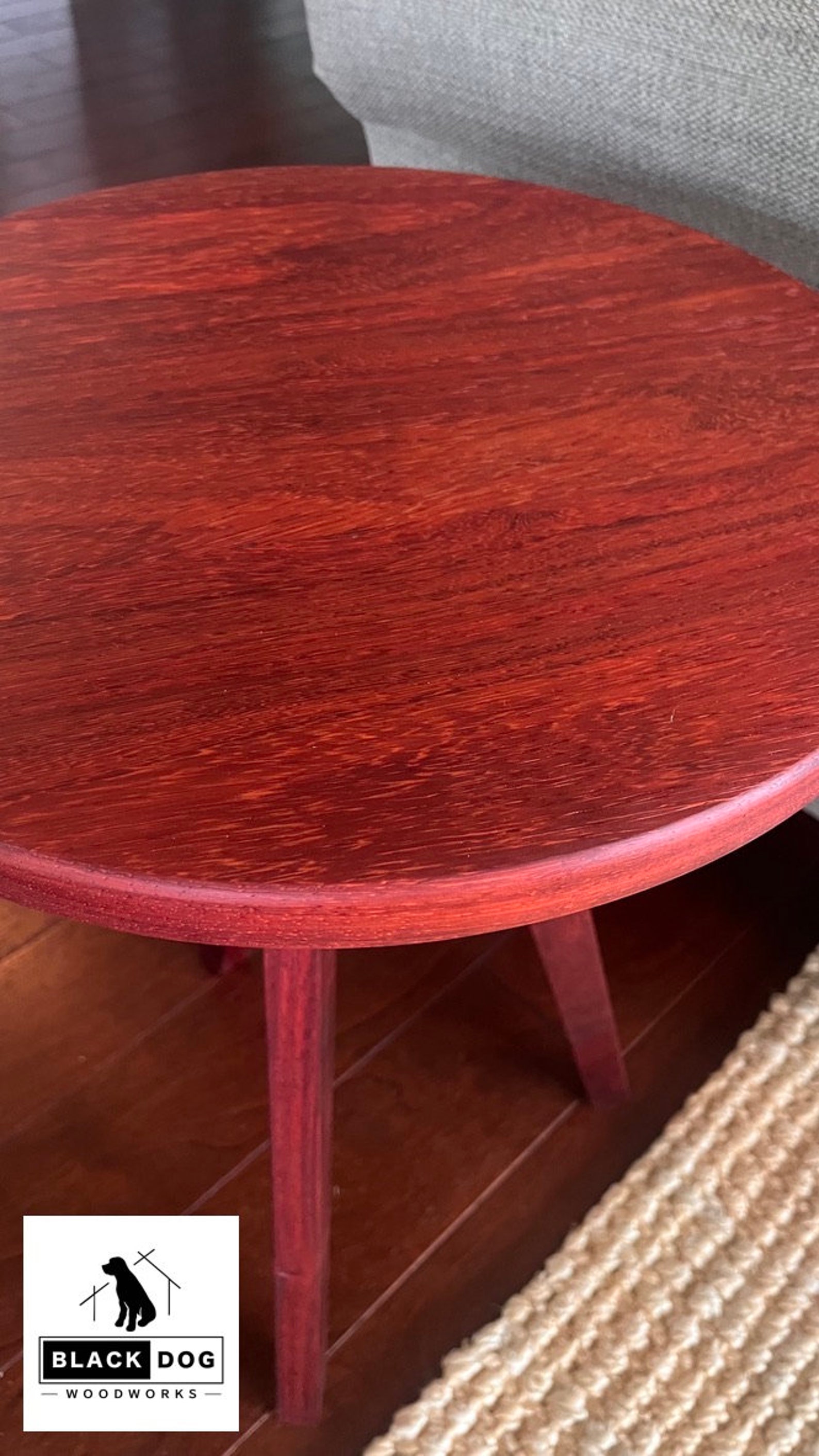 Padauk Wood Round End Table for Living Room, Entry & Family Room Side ...