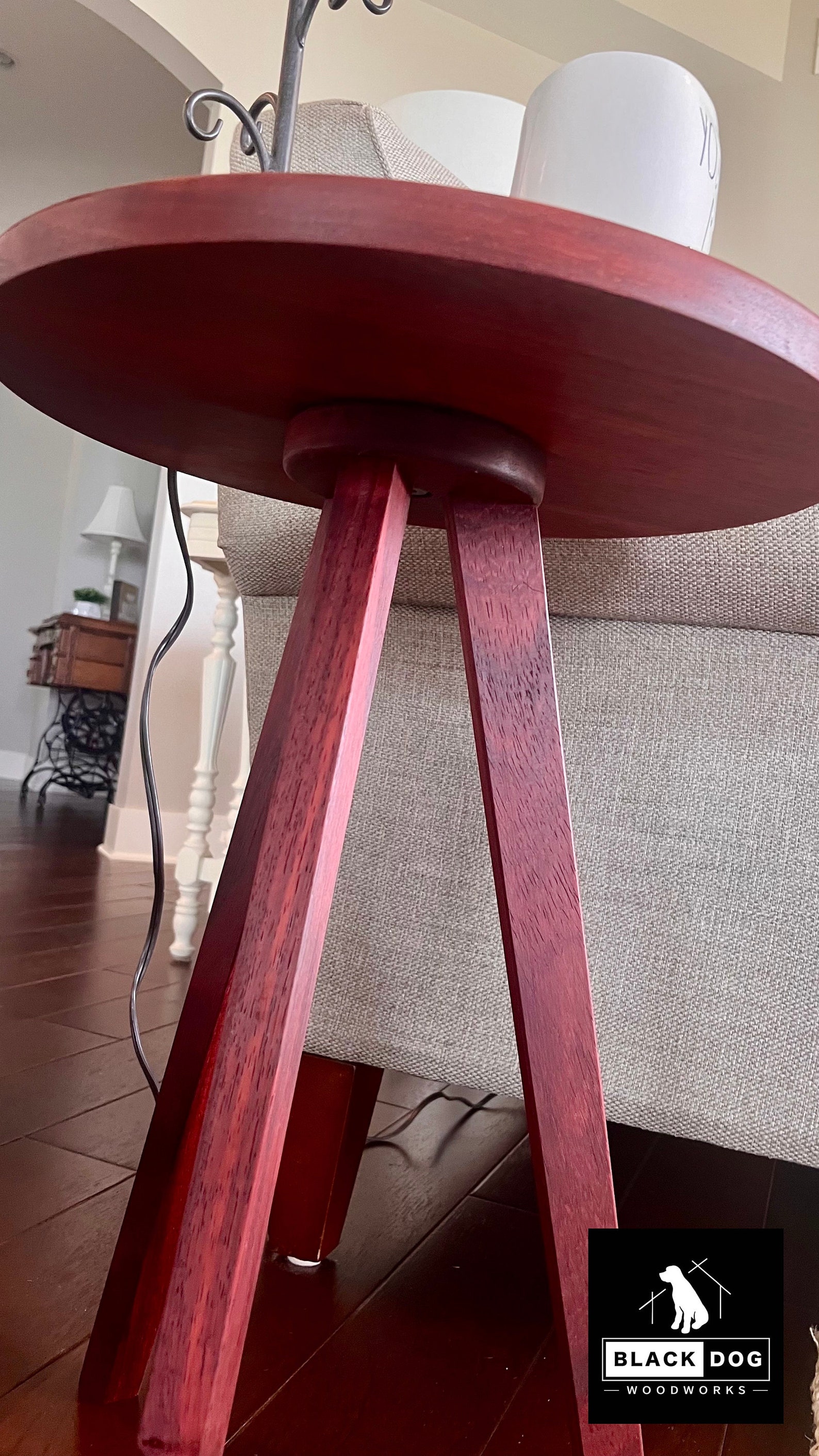 Handmade Padauk Wood Round End Table, Natural Grain Finish - Etsy