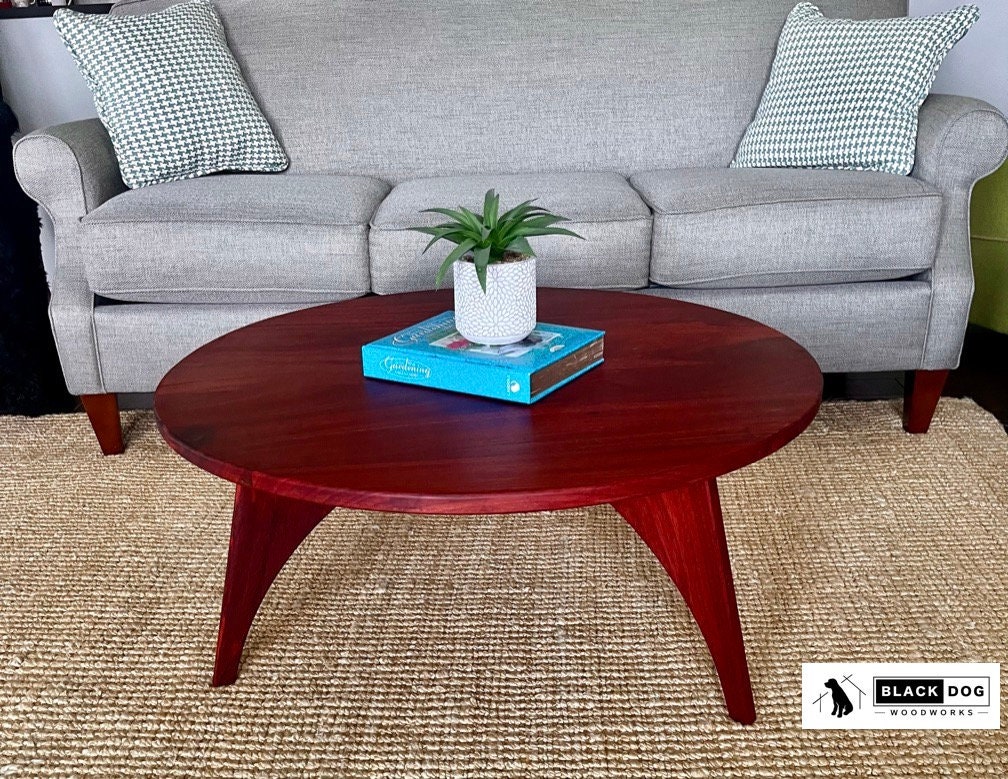 Padauk Wood Round Coffee Table 36" Diameter Padauk Wood Round End Table ...