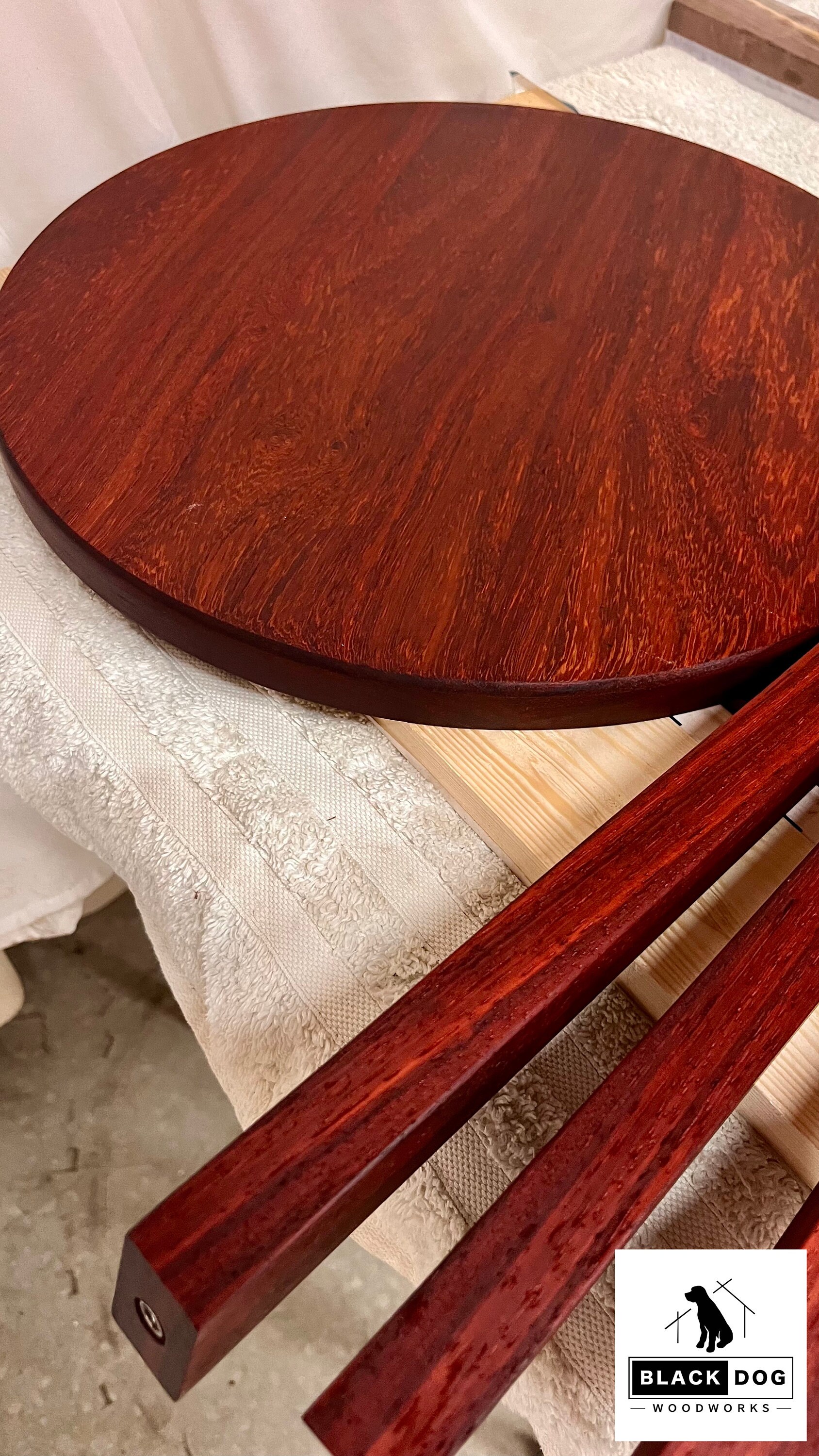 Padauk Wood Round End Table for Living Room, Entry & Family Room Side ...