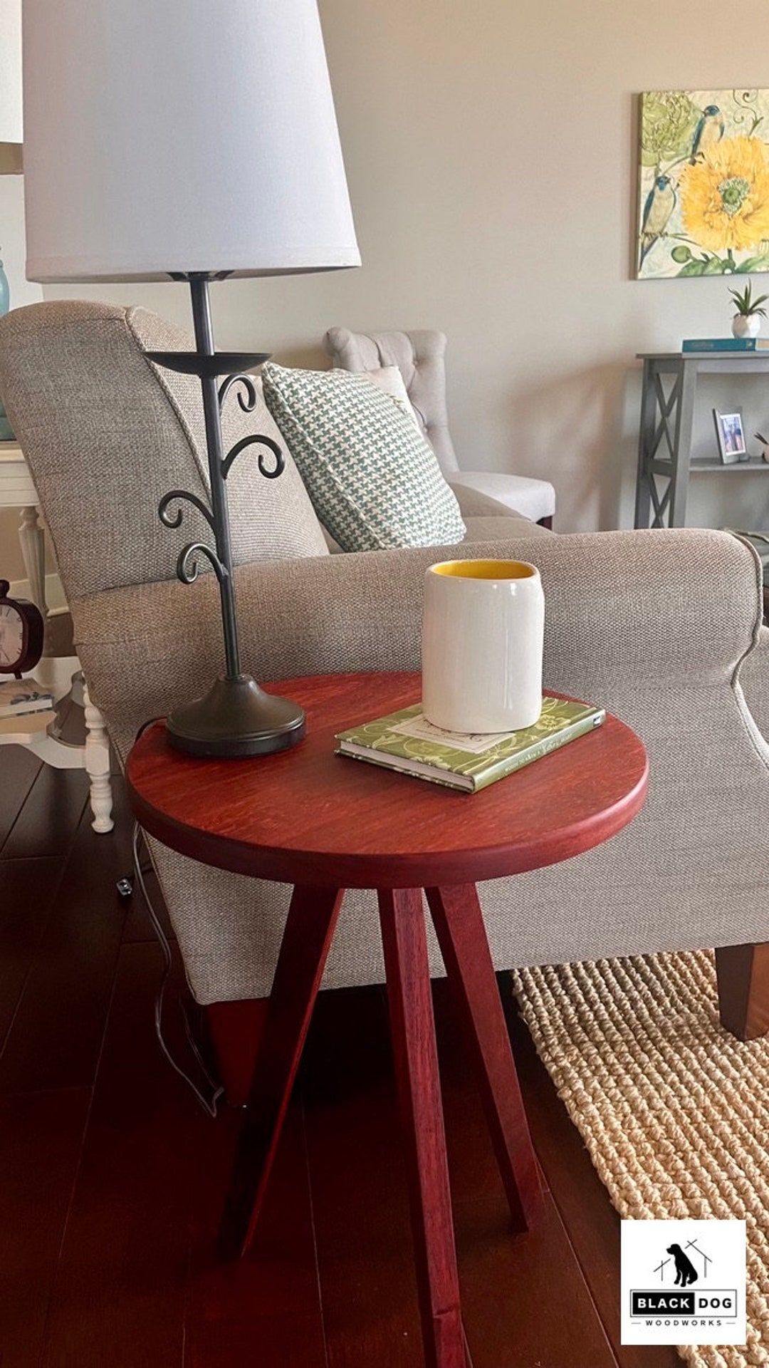Handmade Padauk Wood Round End Table, Natural Grain Finish - Etsy
