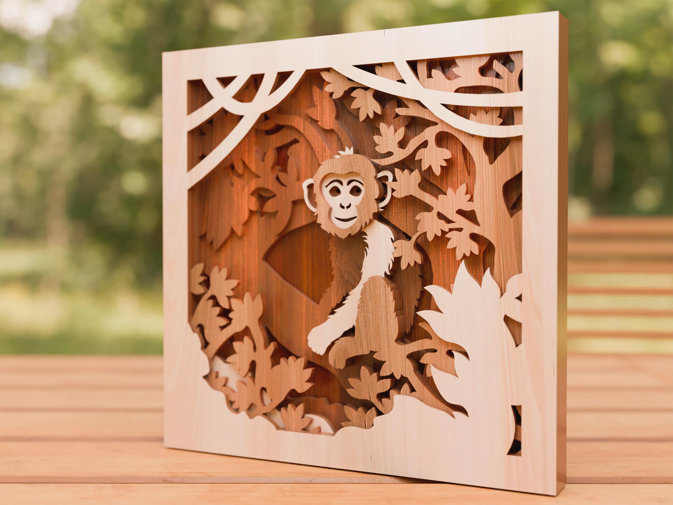Monkey Multilayer Picture Laser SVG, Glowforge - Etsy