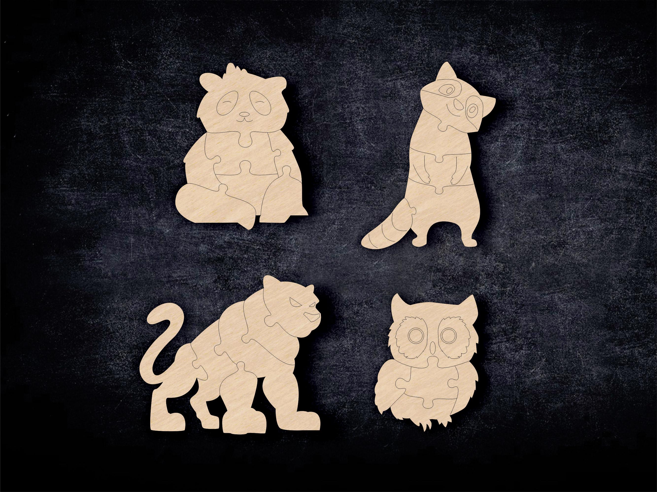 Wild Animals Svg Laser, Wooden Puzzle Jungle Animal Svg - Etsy