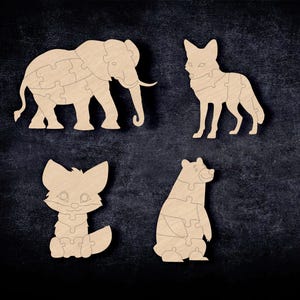Wild Animals Svg Laser, Wooden Puzzle Jungle Animal Svg - Etsy
