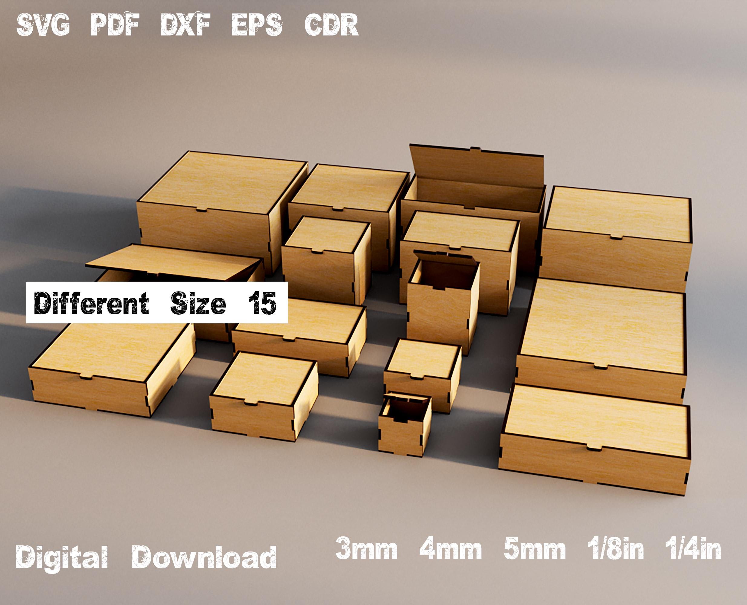 Laser Cut Box SVG Template With Flip up Lid - Storage Box - 15 ...