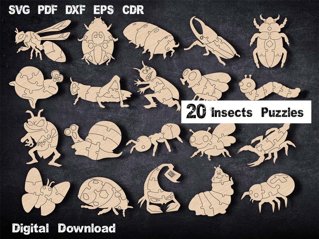Insects Puzzles Svg Laser Cut Bundle File - Etsy