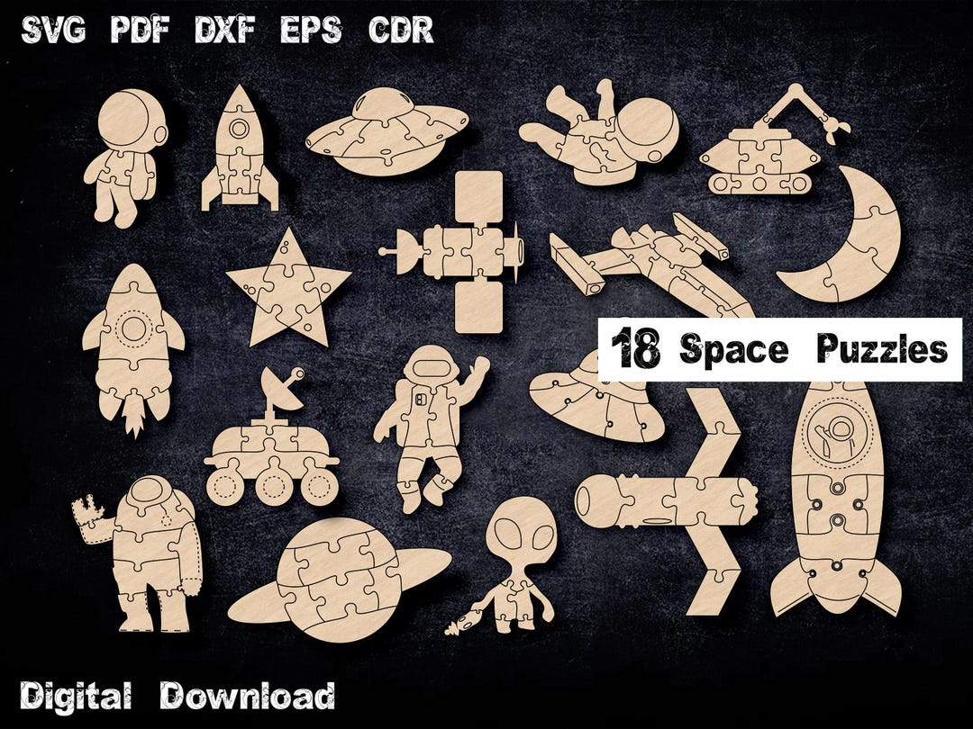 Space Puzzle Laser Svg, Space Planetary Kids Puzzle Svg Laser - Etsy