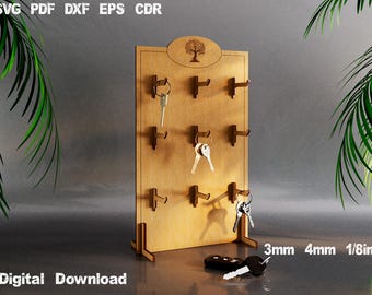Keychain Display Stand Digital File 3 Designs Ai SVG PDF Laser Cut ...