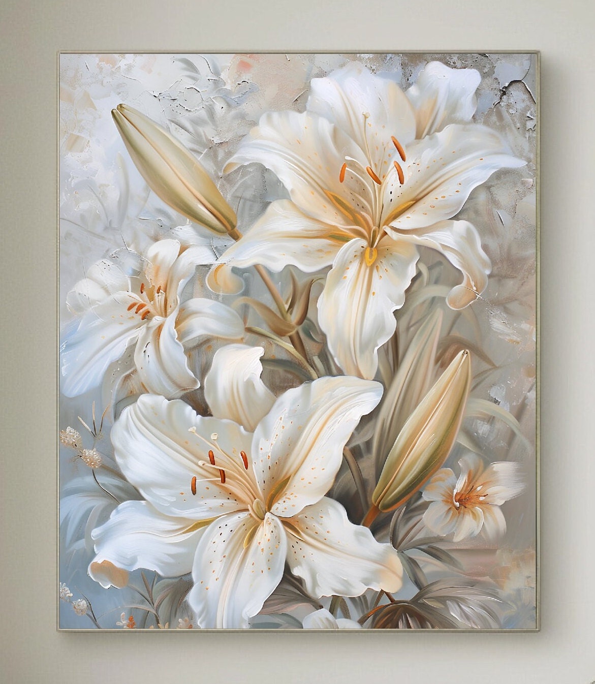 Luminous Lilies Flower Abstract Wall Art 2 Muted Color Botanical ...