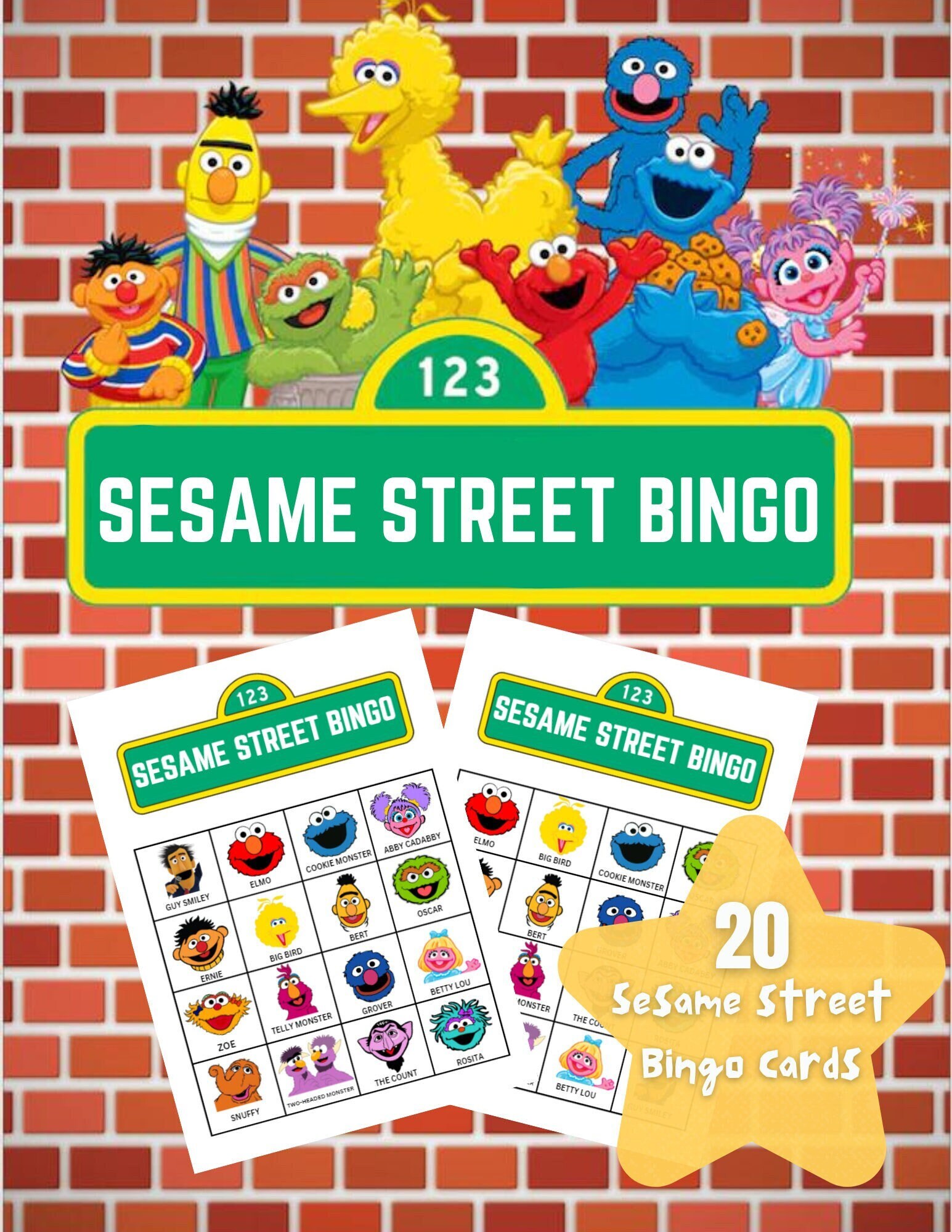 Sesame Street, Sesame Street Birthday Bingo, Instant Download, Elmo ...