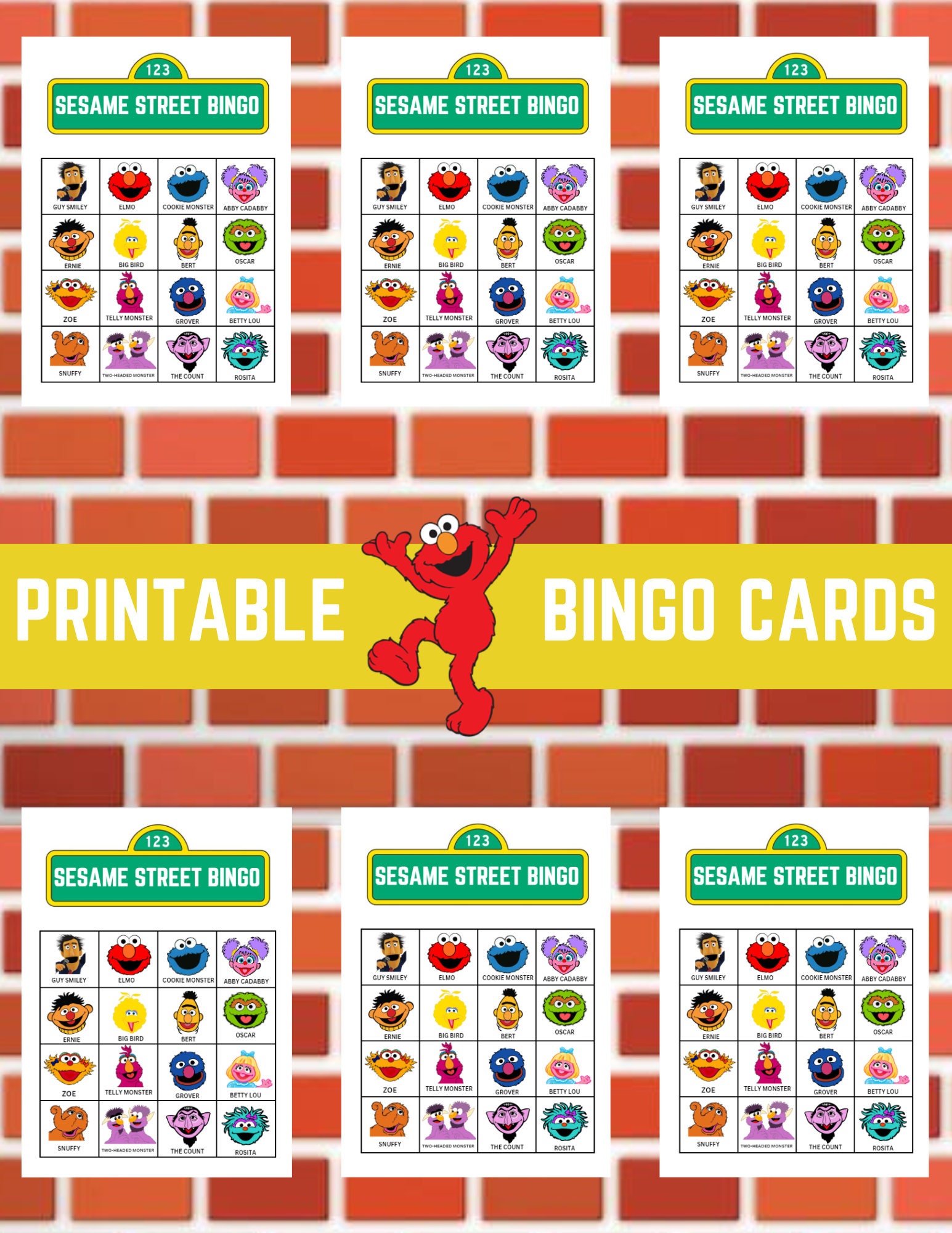 Sesame Street Bingo Game, Sesame Street Birthday Bingo, Instant ...