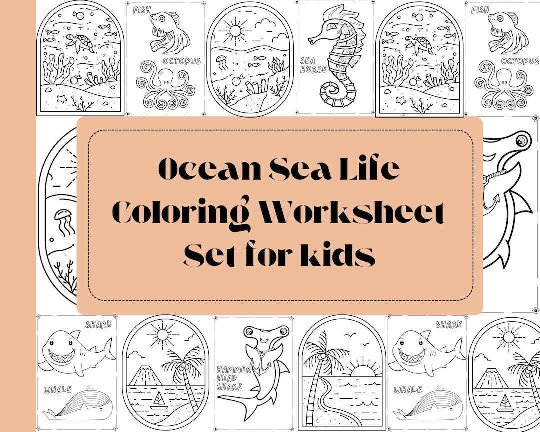 Ocean Animals Coloring Pages: Fun Sea Life Activity (printable PDF Set ...