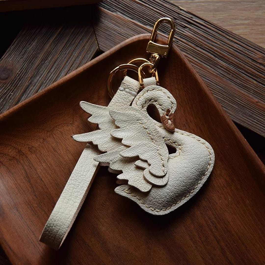 Luxury Swan Keychain Leather Keychain for Designer Bags, Tote Swan ...