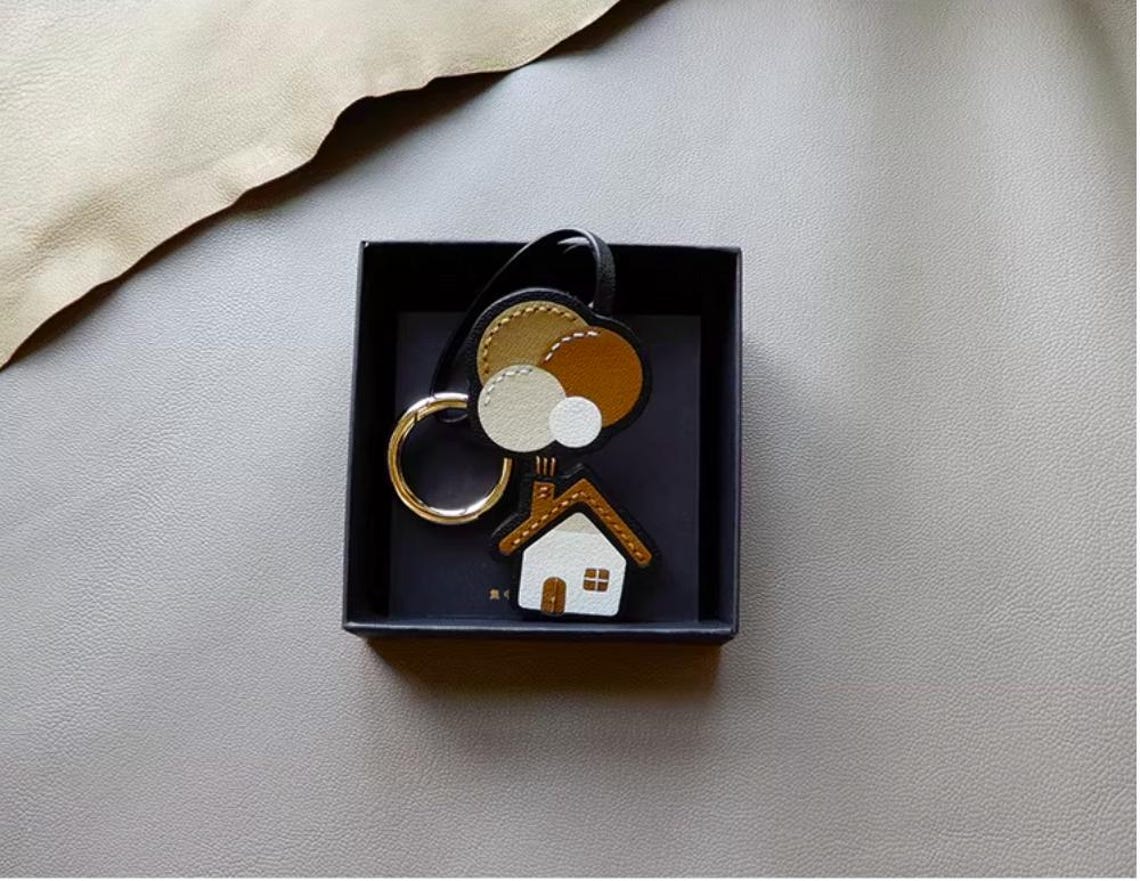 Leather UP House Keychain | Balloon Bag Charm - Etsy