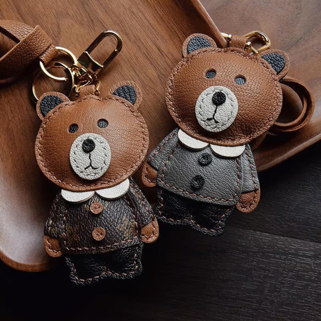 Luxury Teddy Bear Keychain Leather Bear Keychain for Designer Bag ...