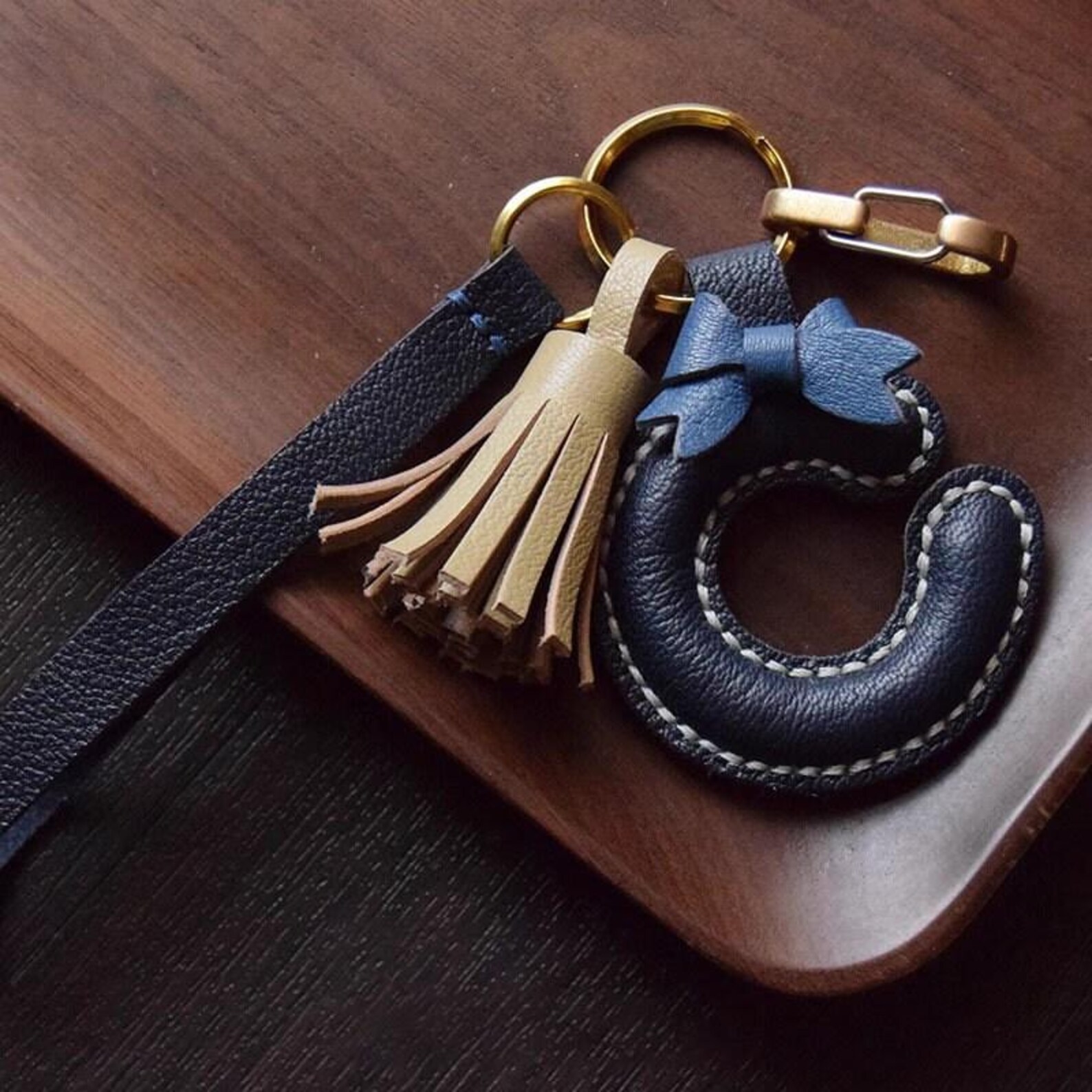 Custom Leather Letter Keychain | Handmade Bag Charm - Etsy