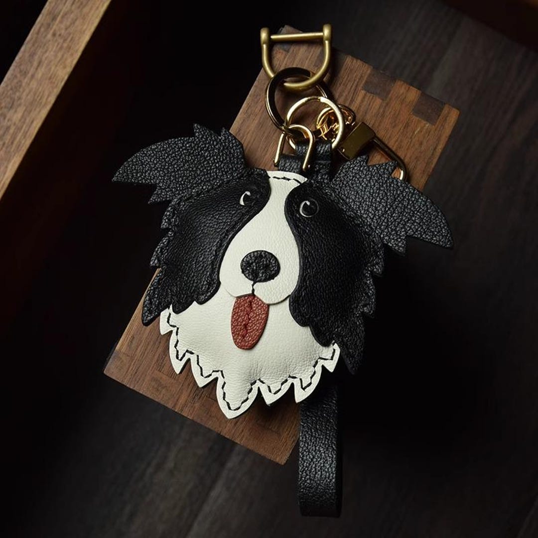 Luxury Border Collie Keychain Leather Border Collie for Designer ...