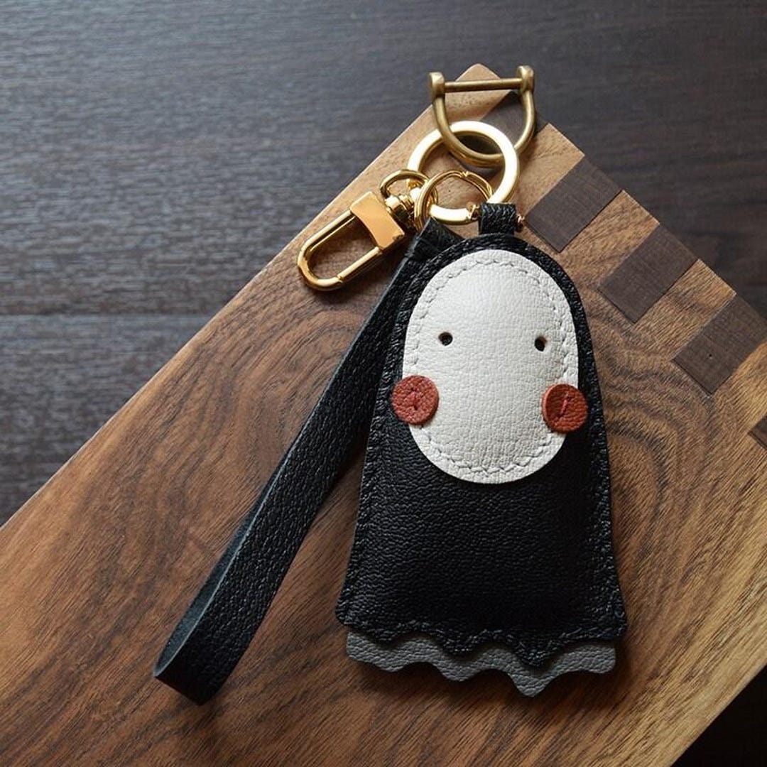 Handmade Leather No Face Keychain | Anime Bag Charm - Etsy