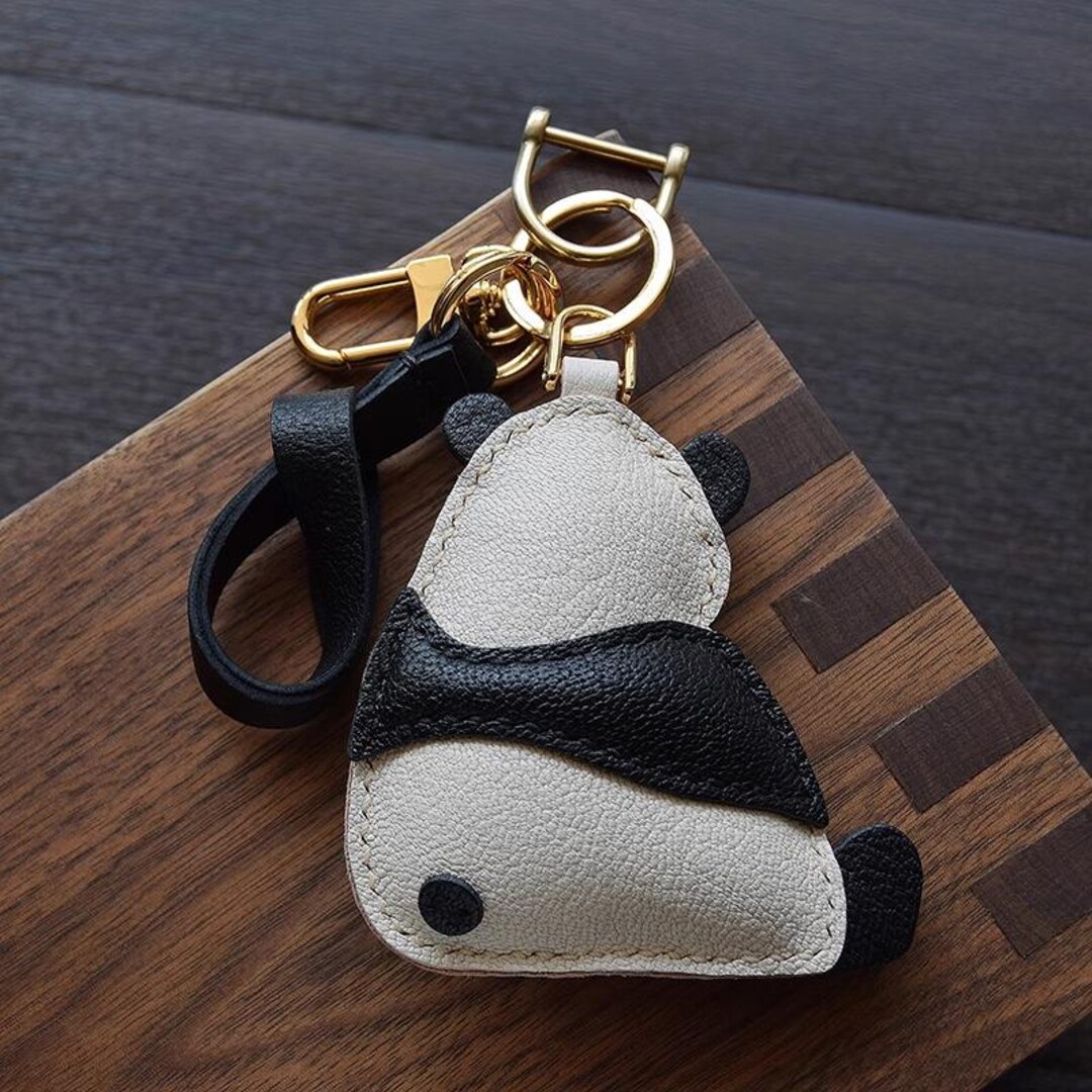 Luxury Panda Bear Keychain Leather Panda Keychain for Designer Handbag ...