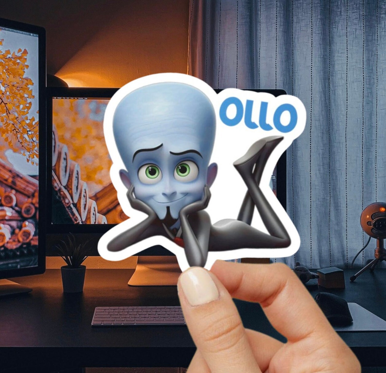 Funny Megamind Sticker, Ollo Sticker, UV and Water Resistant Kiss-cut ...