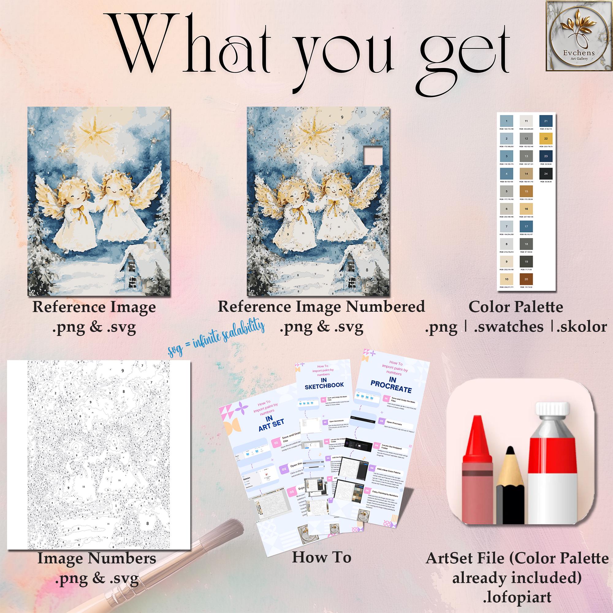 Heavenly Angels | Digital Paint by Numbers|instant Download| Procreate ...
