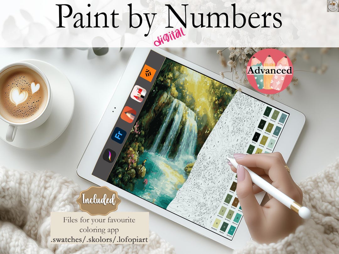 Enchanted Waterfall | Digital Paint by Numbers|instant Download|perfect ...