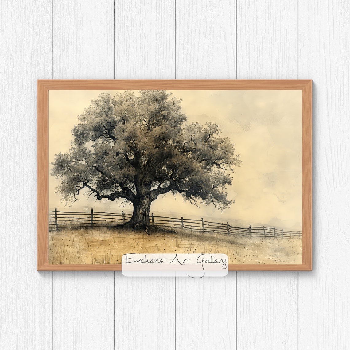 Oak Tree in Autumn Wall Art, Tree Art, Nature Picture, Landscape Art ...