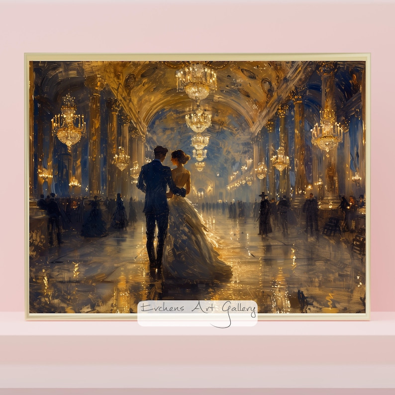 Ballroom at Night, Wall Art, Romantic Scene, Evening Light, Elegant ...