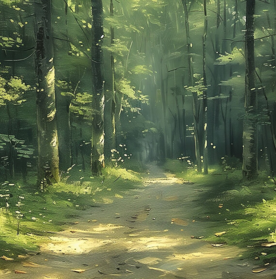 Serene Forest Path, Wall Art, Digital Art, Landscape, Forest, Nature ...