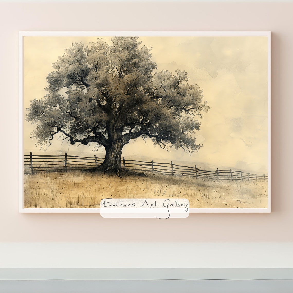 Oak Tree in Autumn Wall Art, Tree Art, Nature Picture, Landscape Art ...