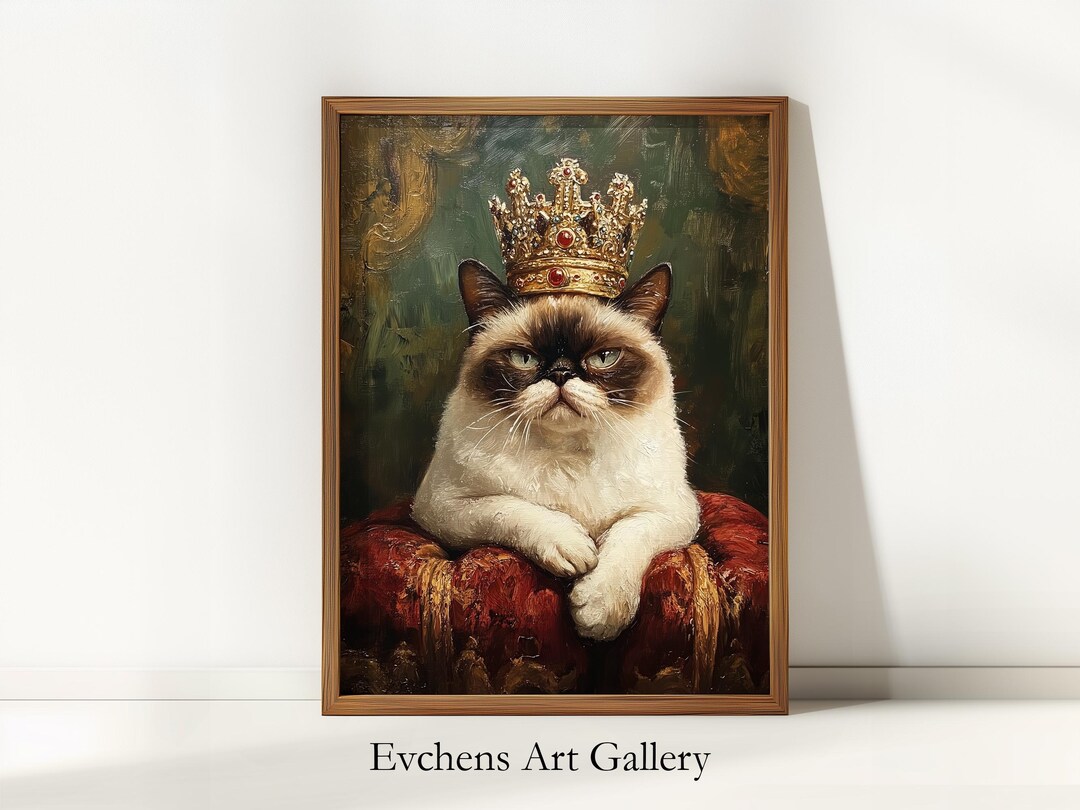 Royal Cat Wall Art, Baroque Cat Portrait, Vintage Animal Print, Oil ...