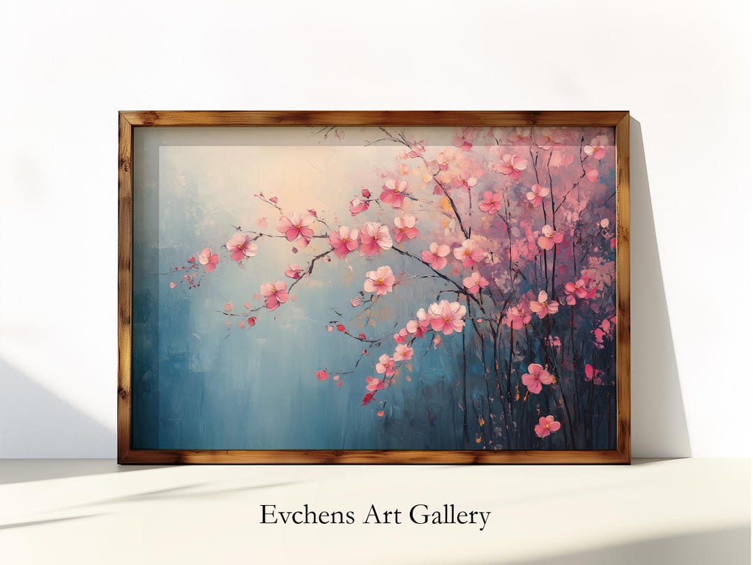 Cherry Blossom Wall Art, Floral Oil Painting, Spring Blossoms Art ...